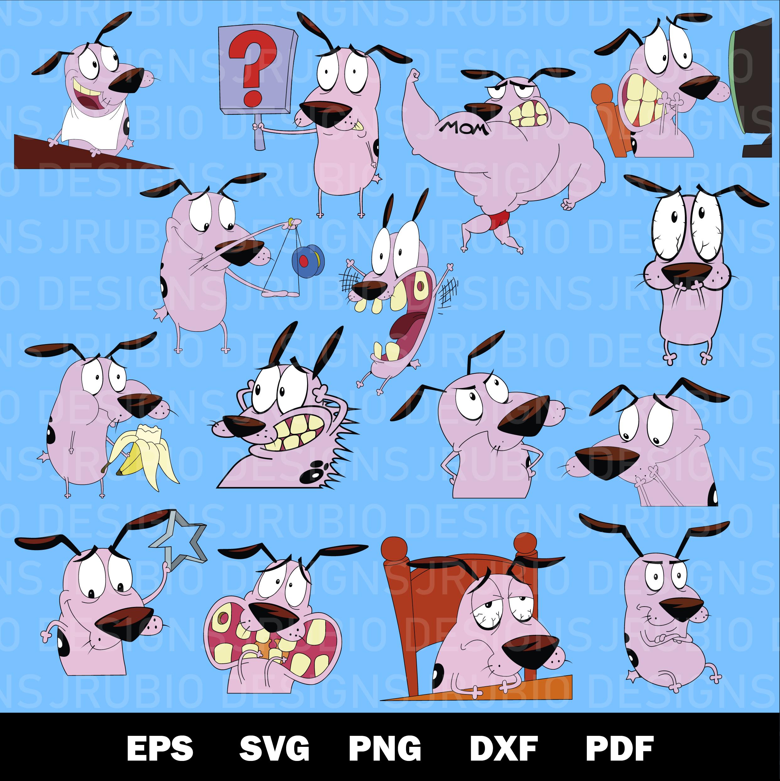 Courage the Cowardly Dog 15 Pack Eps Svg Png Dxf and Pdf - Etsy