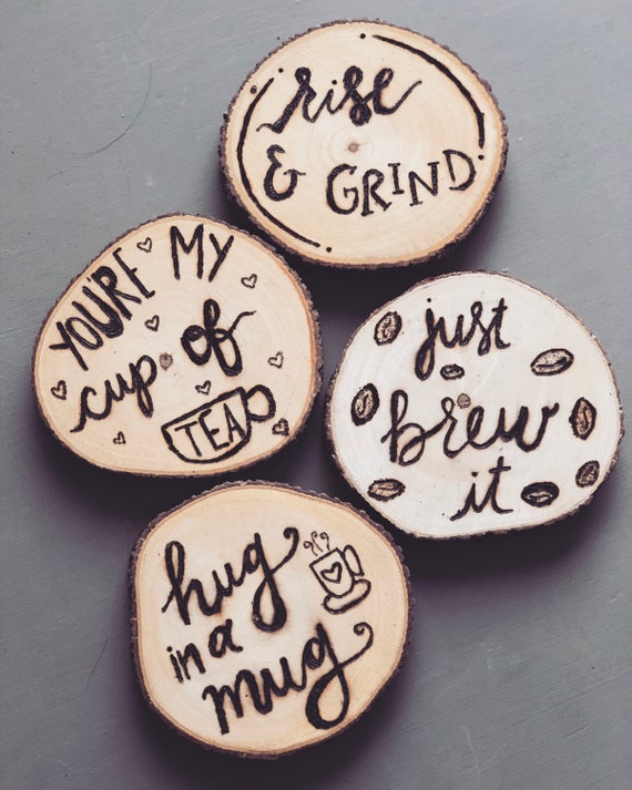Coffee Inspired Wood Coasters - Etsy