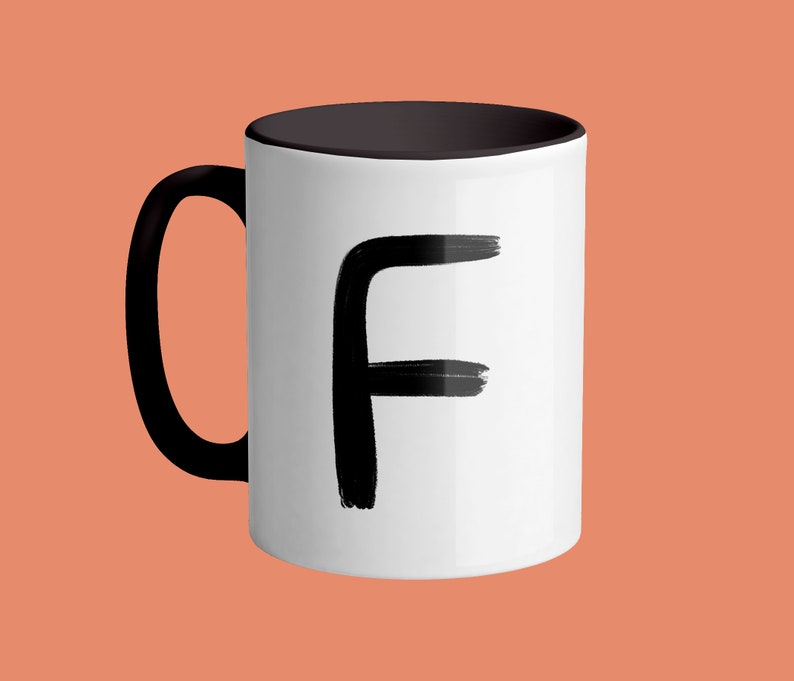 A to Z Monogram Mugs, Hand Drawn, Letter Cup - Etsy