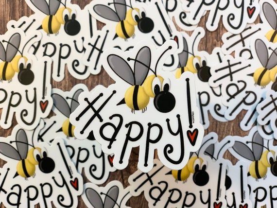 Bee Happy Cute Bee Sticker Planner Sticker Animal Sticker. | Etsy