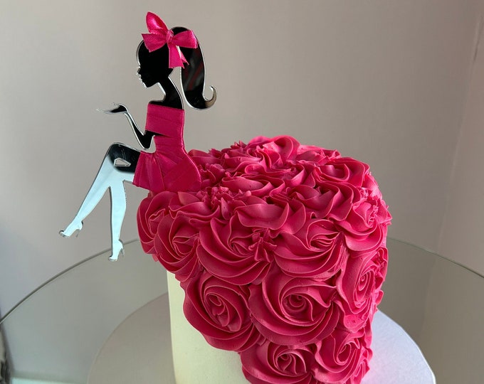 Birthday Girl Cake Topper, Sitting Girl, Womans Silhouette, Lady ...