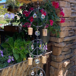 Iron Peace Sign Crystal Wind Chime Sun Catcher - Etsy