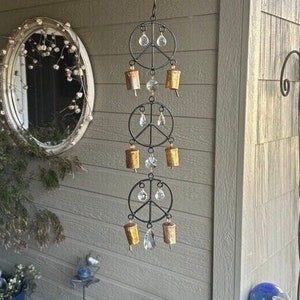 Iron Peace Sign Crystal Wind Chime Sun Catcher - Etsy