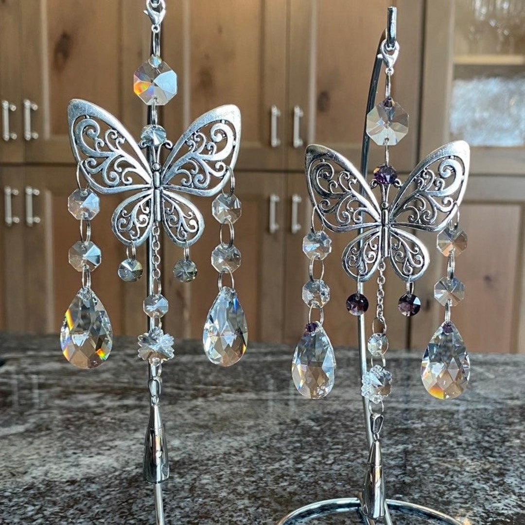 Small Urn on Crystal Butterfly Suncatcher. Memorial Suncatcher - Etsy