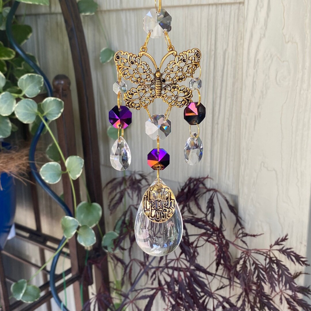 Crystal Butterfly Sun Catcher "live, Laugh, Love" - Etsy