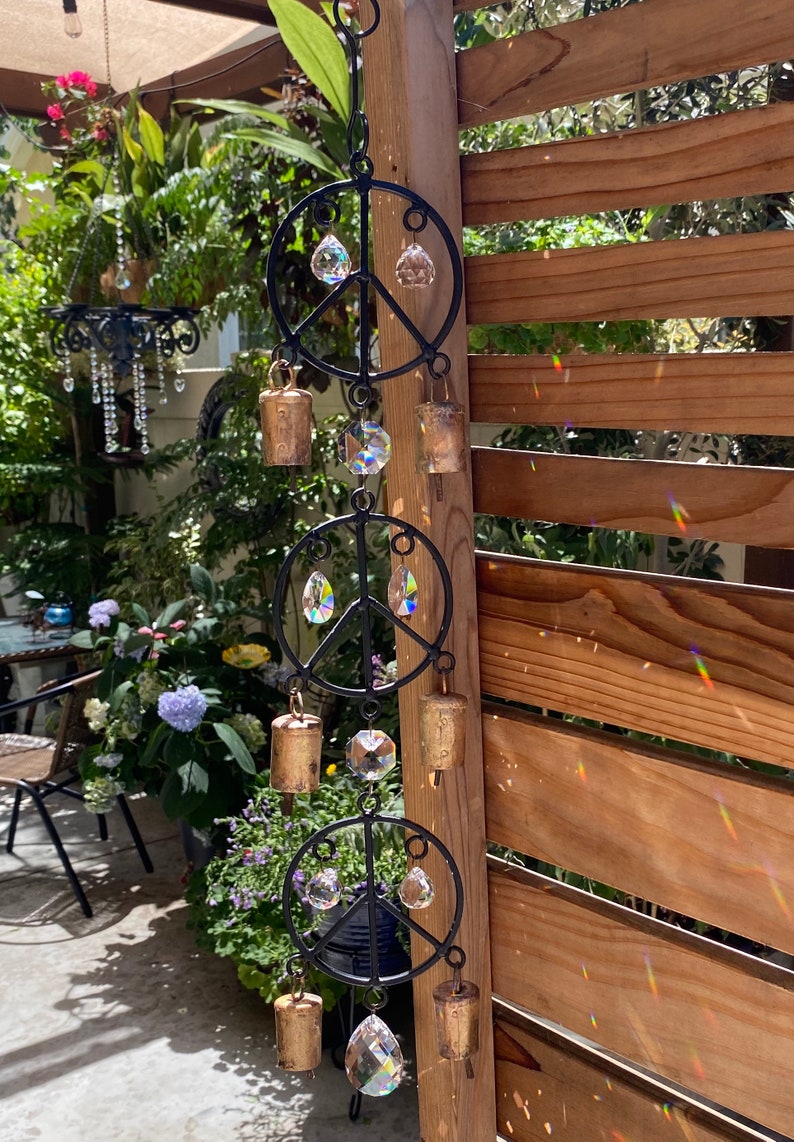 Iron Peace Sign Crystal Wind Chime Sun Catcher - Etsy