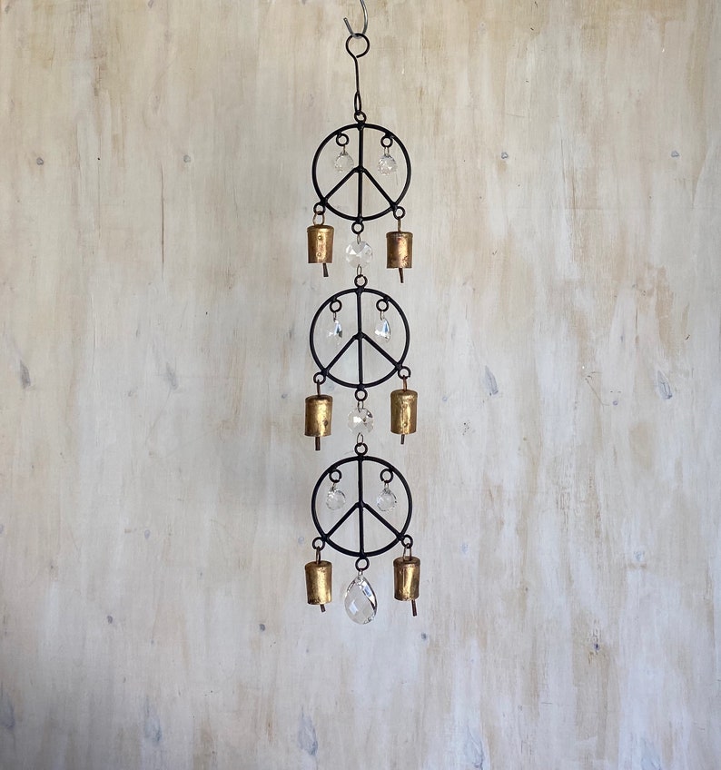Iron Peace Sign Crystal Wind Chime Sun Catcher - Etsy