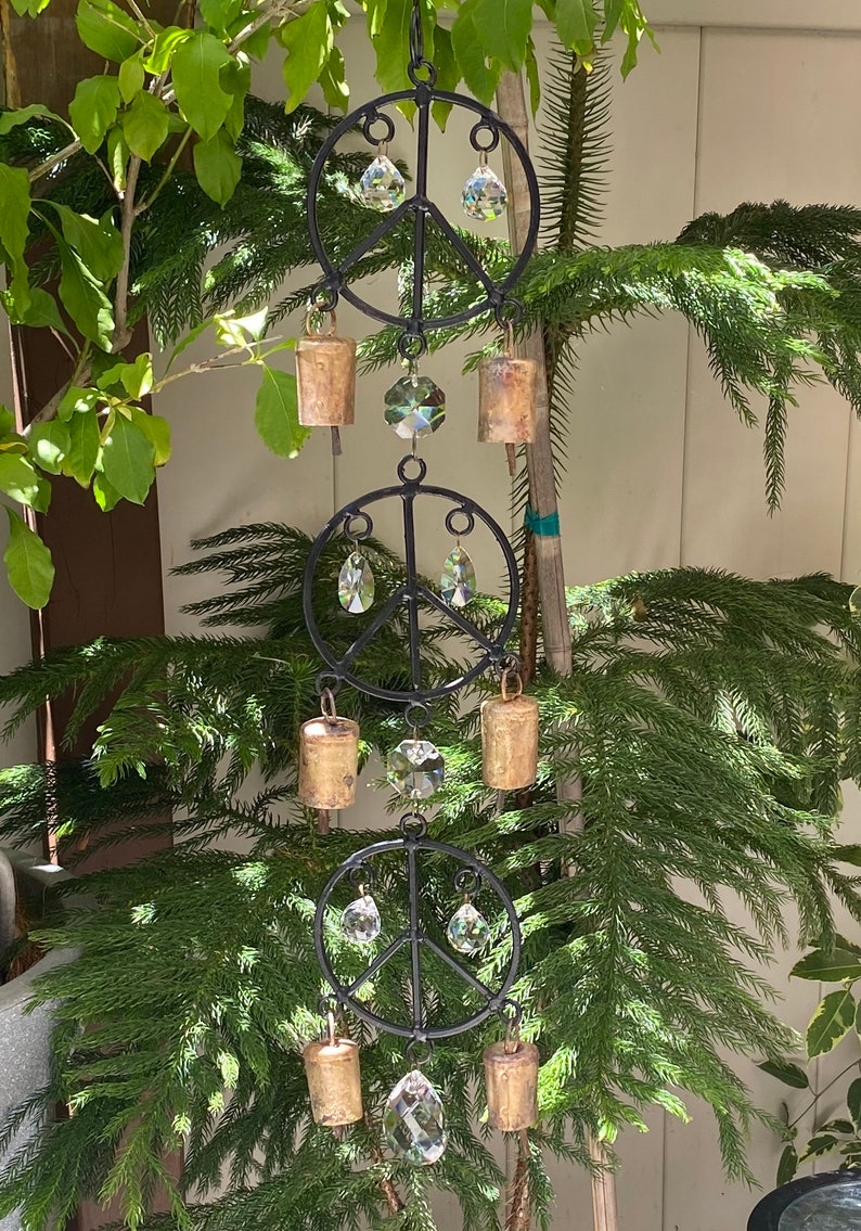 Iron Peace Sign Crystal Wind Chime Sun Catcher - Etsy