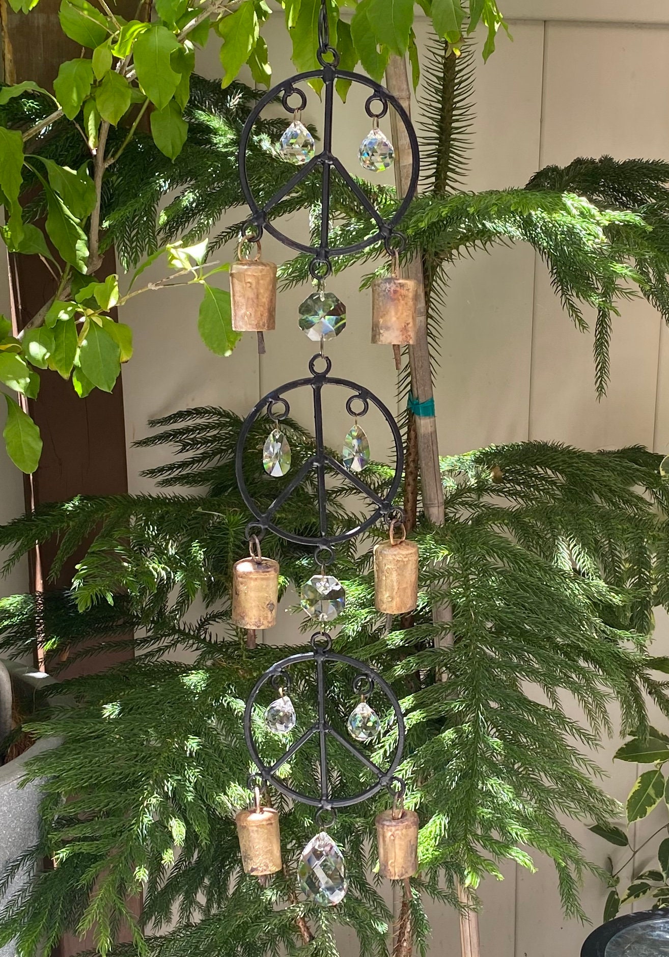 Iron Peace Sign Crystal Wind Chime Sun Catcher - Etsy