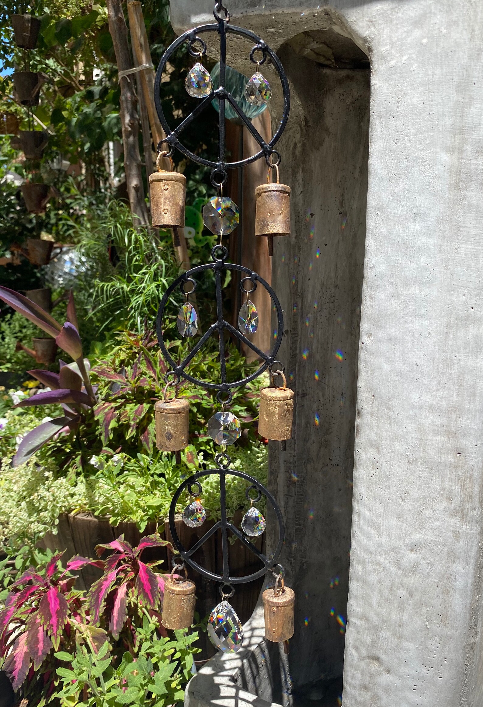 Iron Peace Sign Crystal Wind Chime Sun Catcher - Etsy