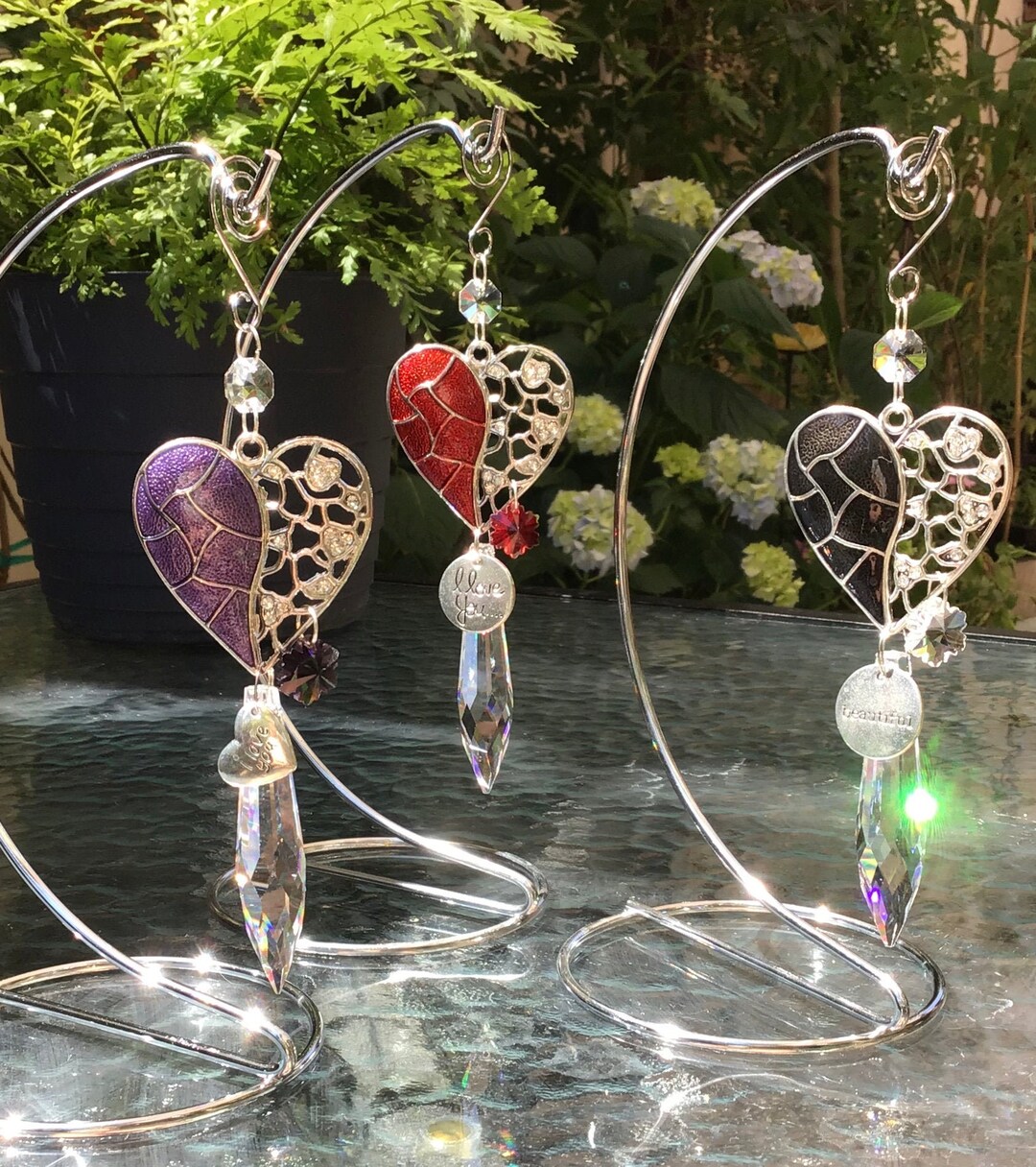 Crystal Heart Ornament for Desktop. Sun Catcher With Stand. - Etsy