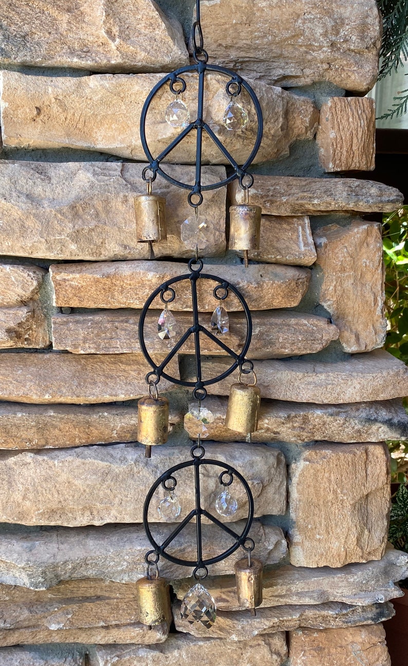 Iron Peace Sign Crystal Wind Chime Sun Catcher - Etsy