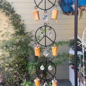Iron Peace Sign Crystal Wind Chime Sun Catcher - Etsy