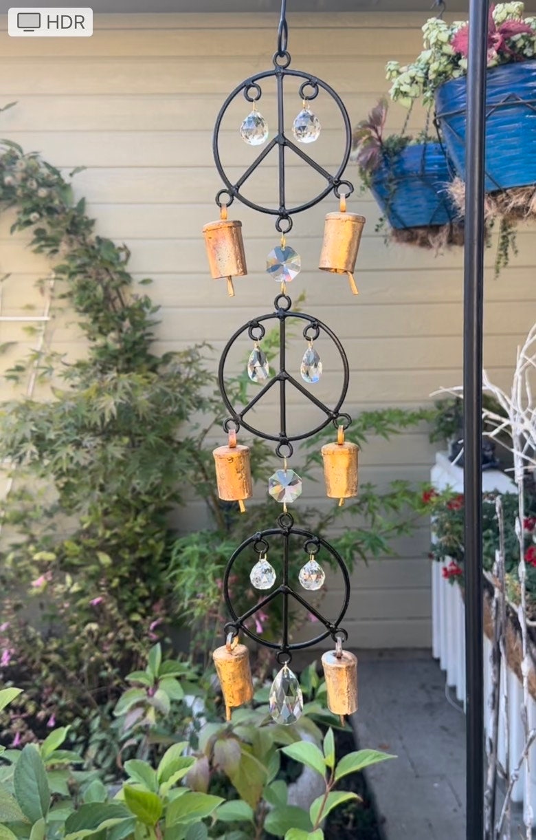 Iron Peace Sign Crystal Wind Chime Sun Catcher - Etsy