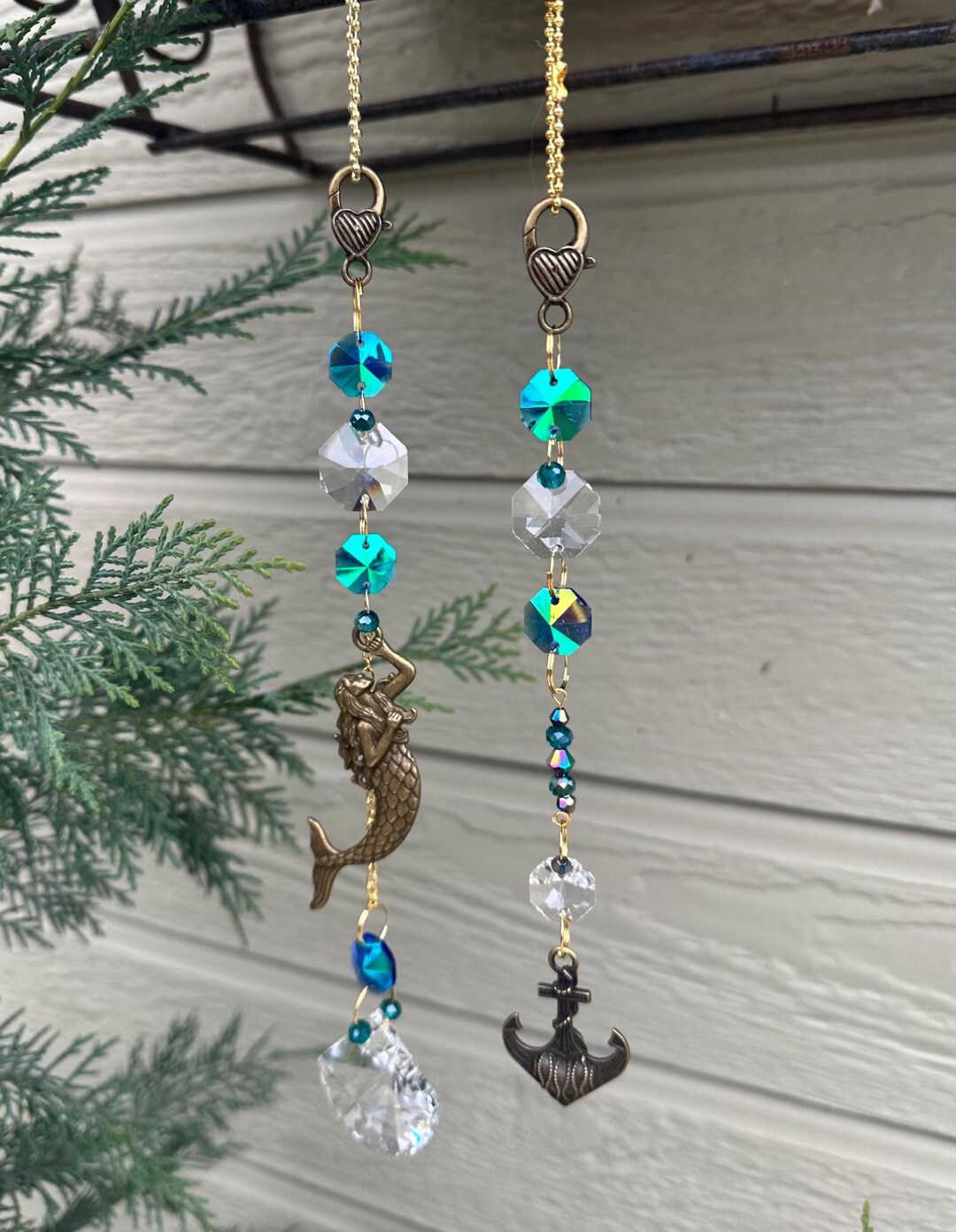 Firey Crystal Mermaid Suncatcher, Anchor Suncatcher - Etsy