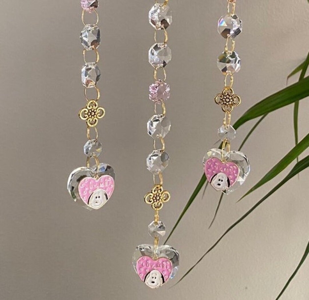 Snoopy Valentine "luv Me" Ornament Bling Sun Catcher. Enamel Peanuts ...