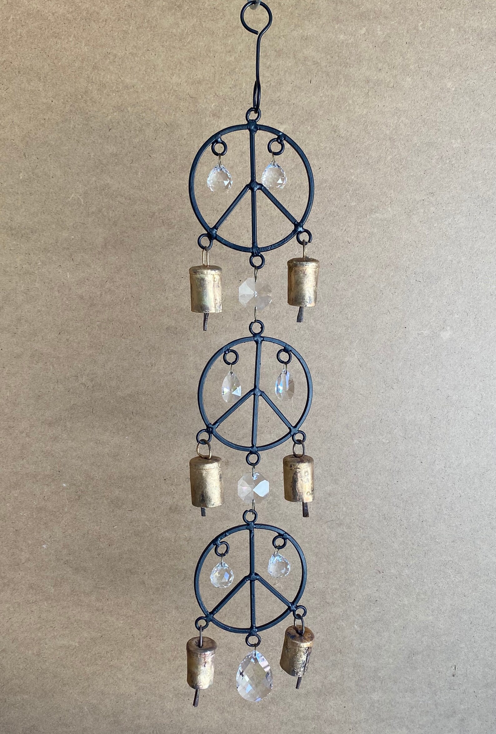 Iron Peace Sign Crystal Wind Chime Sun Catcher - Etsy