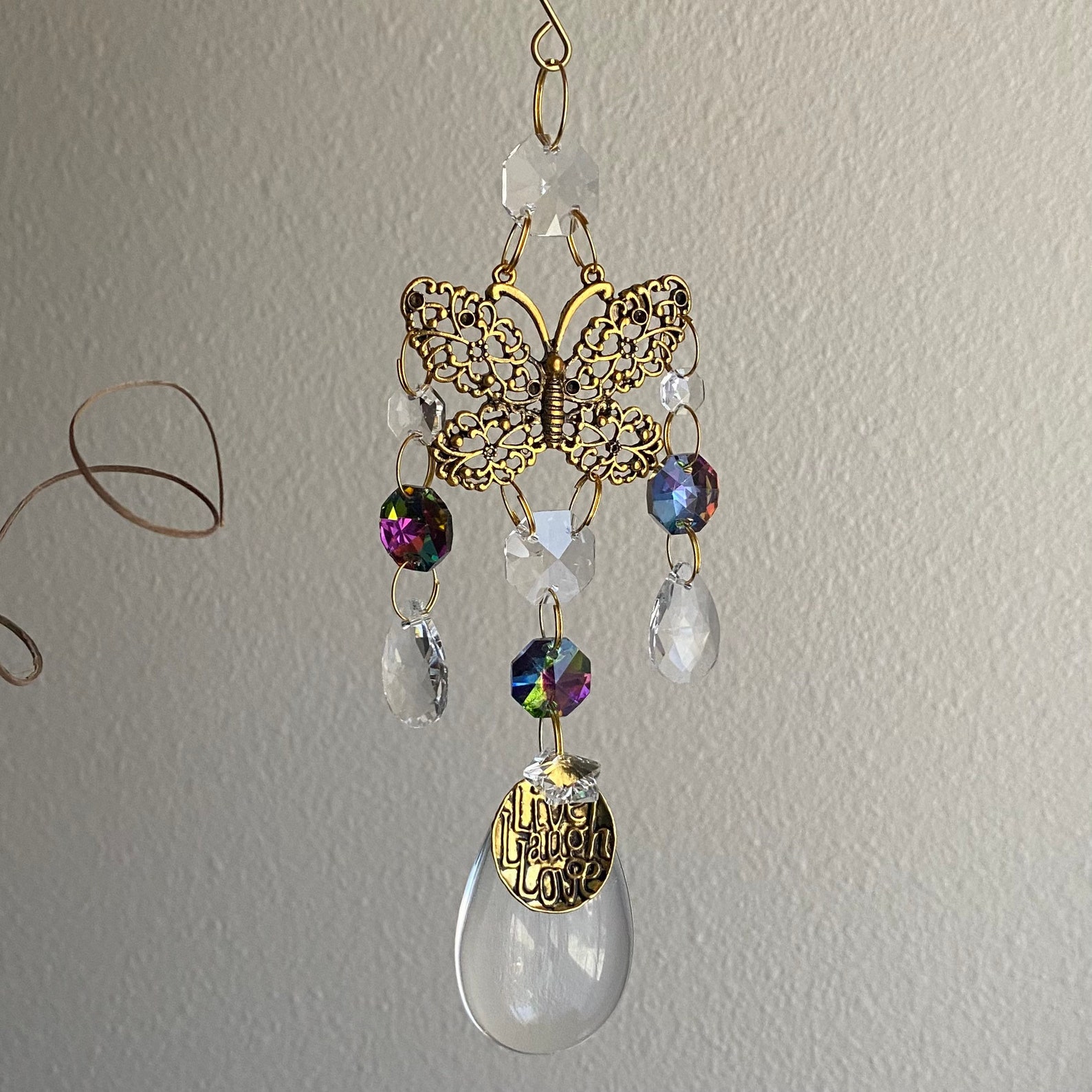 Live, Laugh, Love Crystal Butterfly Suncatcher - Etsy