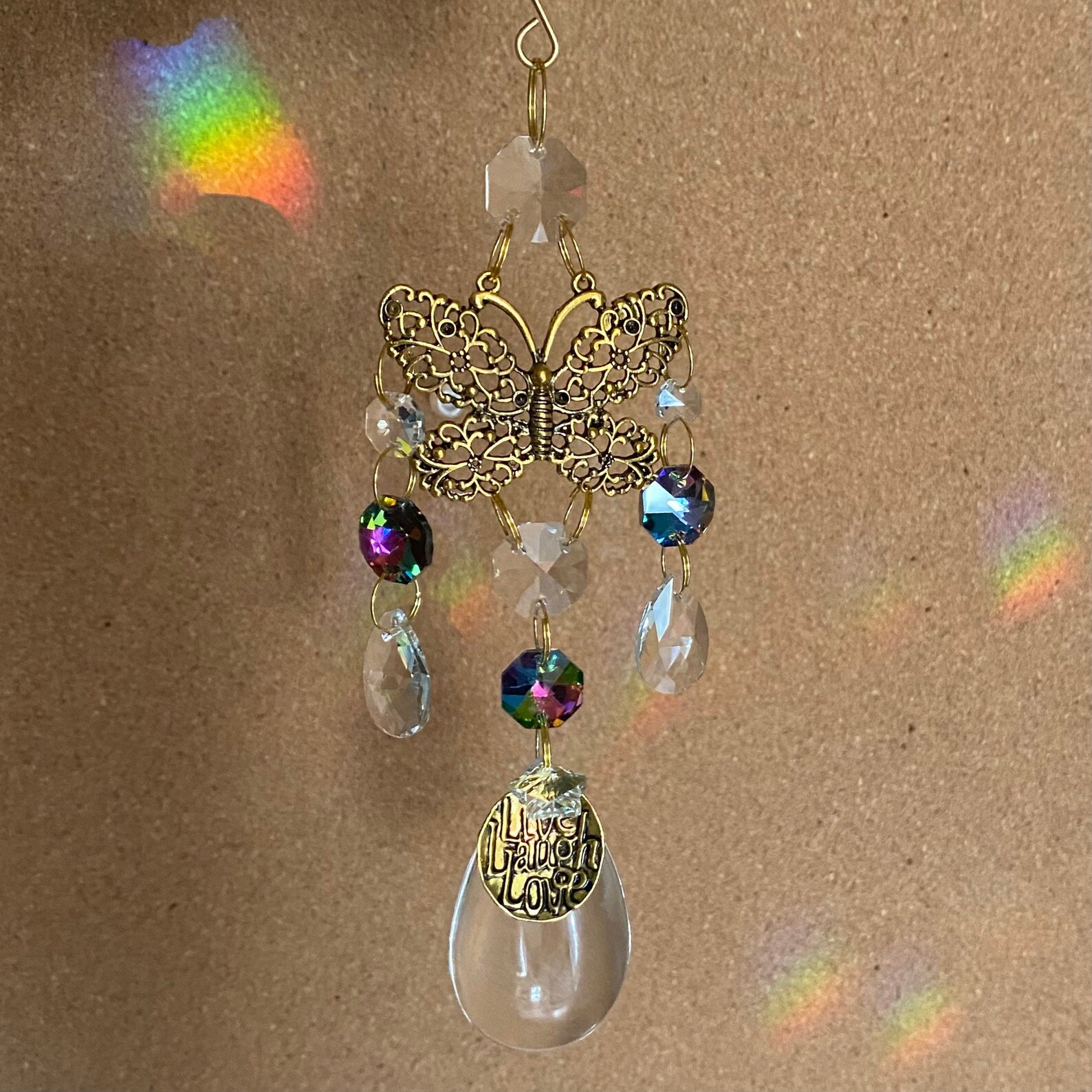 Live, Laugh, Love Crystal Butterfly Suncatcher - Etsy