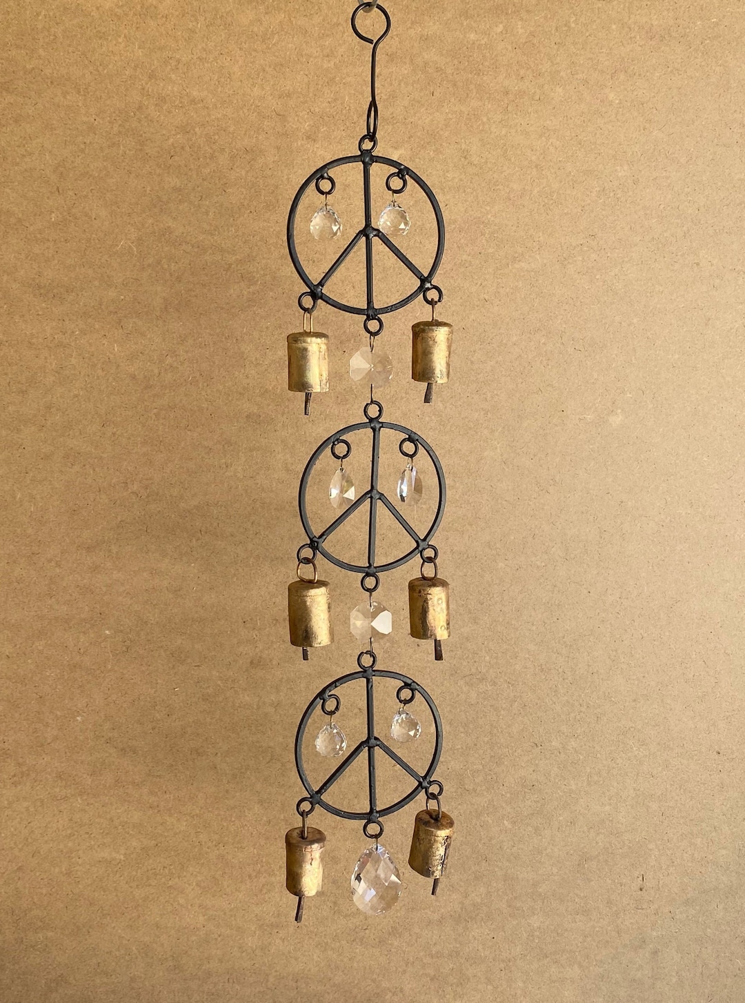 Iron Peace Sign Crystal Wind Chime Sun Catcher - Etsy