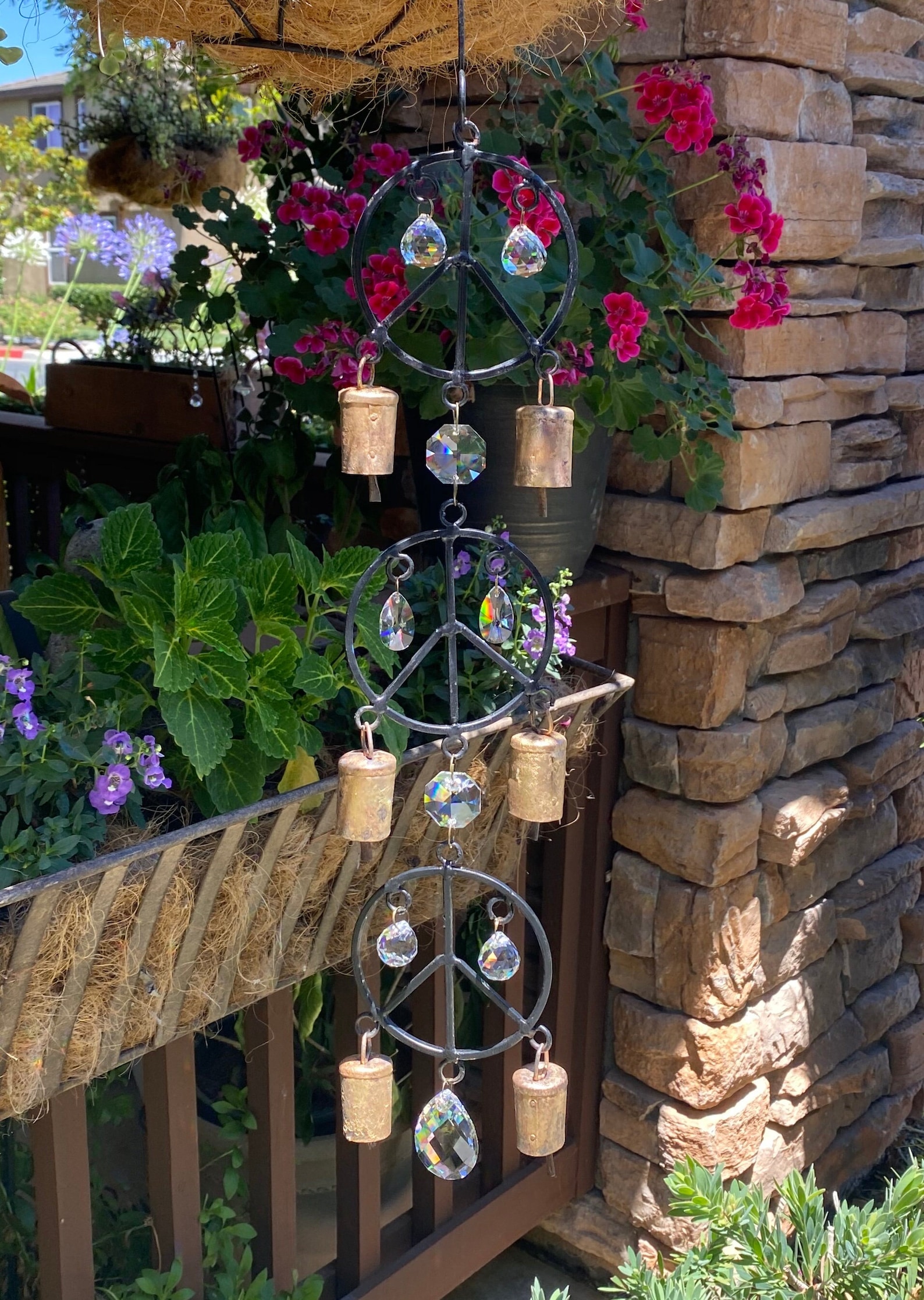 Iron Peace Sign Crystal Wind Chime Sun Catcher - Etsy
