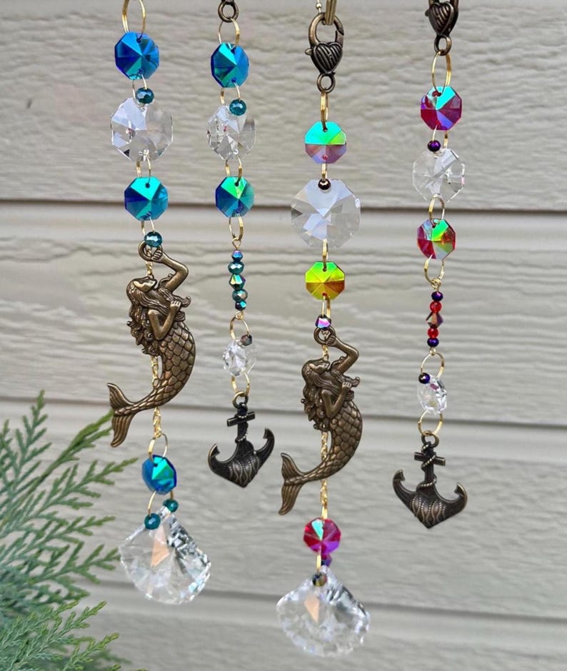 Firey Crystal Mermaid Suncatcher, Anchor Suncatcher - Etsy