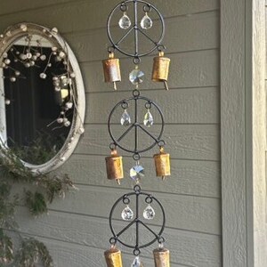 Iron Peace Sign Crystal Wind Chime Sun Catcher - Etsy