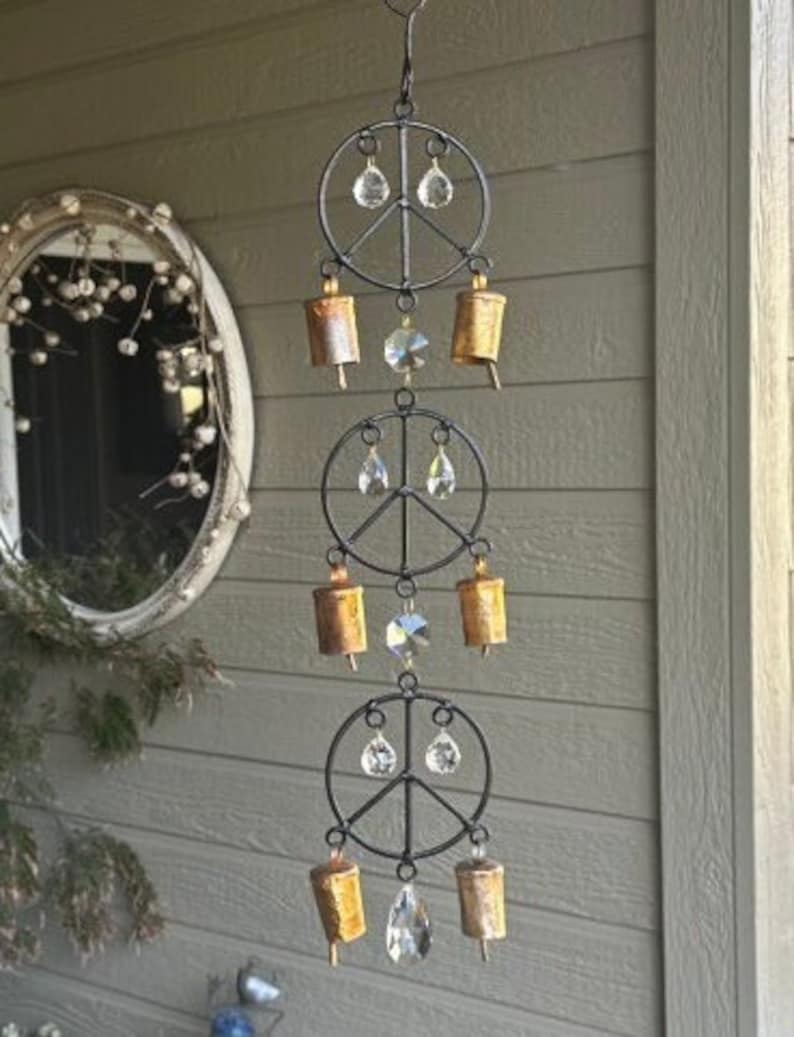 Iron Peace Sign Crystal Wind Chime Sun Catcher - Etsy