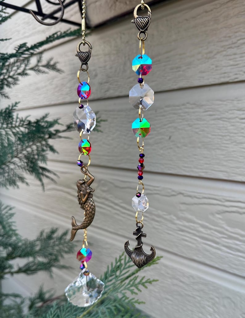 Firey Crystal Mermaid Suncatcher, Anchor Suncatcher - Etsy