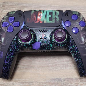 WOW Playstation/ps5 Custom Controller Joker W/multi Color Splatter ...
