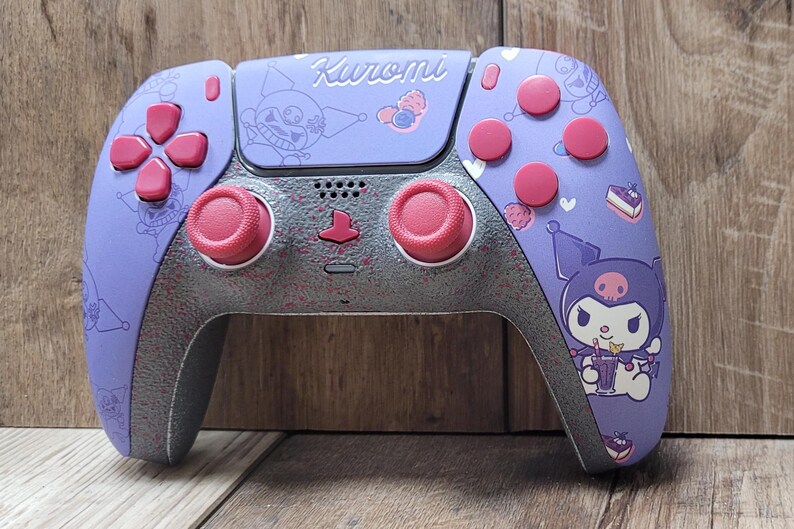 Wow Playstation/ps5 Custom Controller Kuromi With Pink/rose Thumb ...