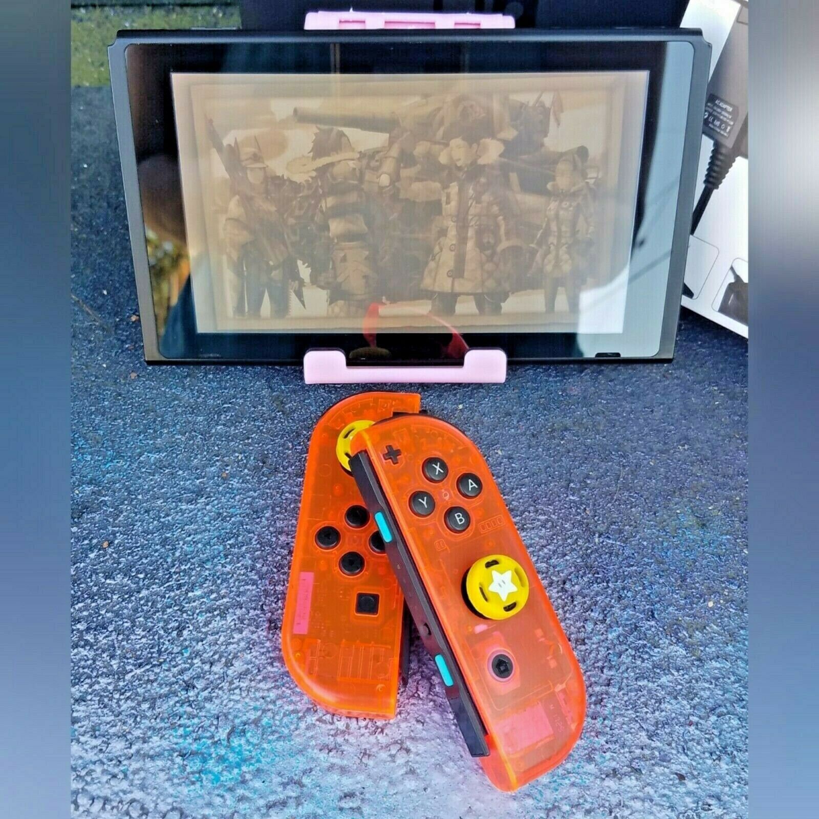 Nintendo Switch Custom Neon Orange With Yellow Caps on | Etsy
