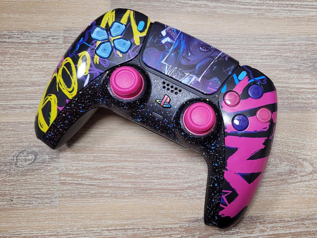 Beauty Playstation/ps5 Custom Controller Shinny Boom Jinx With Textured ...