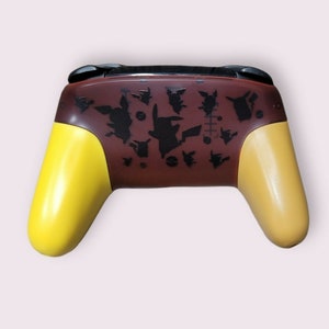 VERY UNIQUE Nintendo Switch Pro Custom Dark Red & Yellow Pokemon ...