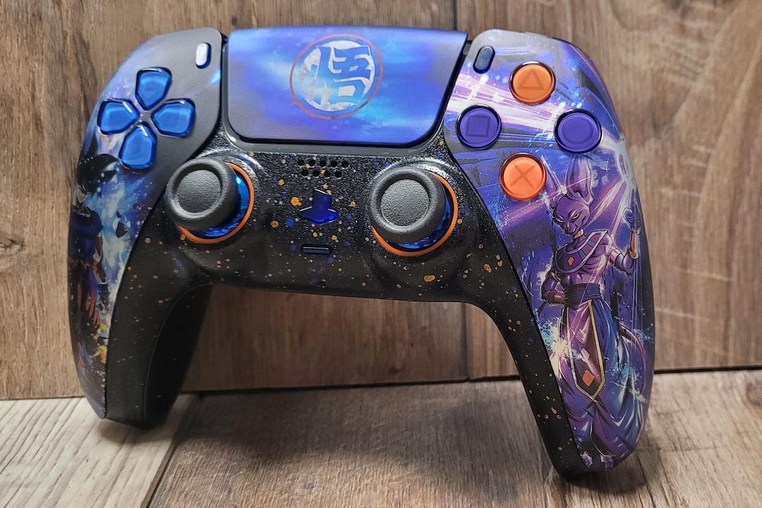 Wow Playstation/ps5 Custom Controller Dragon Ball Z Silver Sparkle With ...