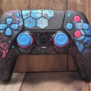 WOW Playstation/ps5 Custom Controller Honey Comb W/multi Color Splatter ...