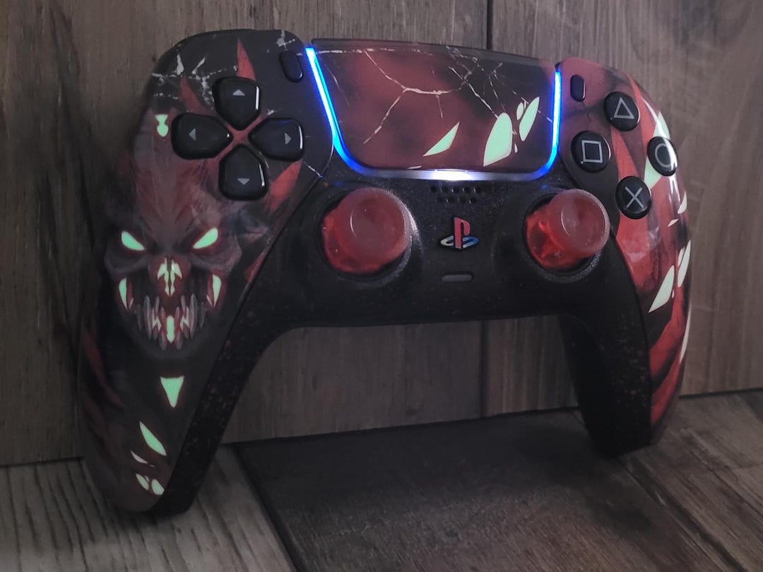 WOW Playstation/ps5 Custom Glows in the Dark Controller Red Splatter ...