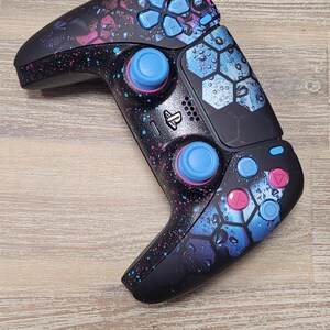 WOW Playstation/ps5 Custom Controller Honey Comb W/multi Color Splatter ...