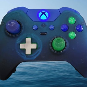 Xbox One Elite Wireless Controller Custom Ombre Blue & Green Blue Led ...