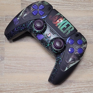 WOW Playstation/ps5 Custom Controller Joker W/multi Color Splatter ...