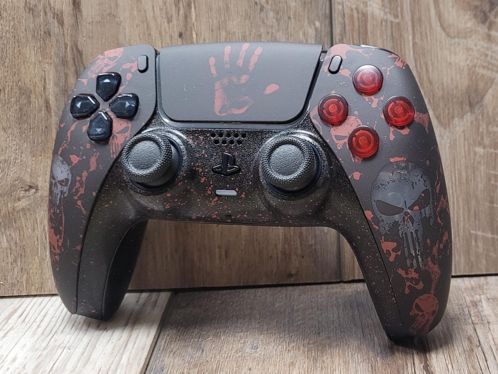 Playstation/ps5 Custom Controller Nightmare X Punisher W/red Splatter ...
