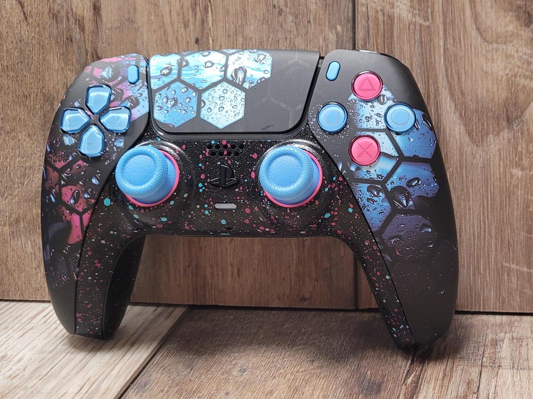WOW Playstation/ps5 Custom Controller Honey Comb W/multi Color Splatter ...