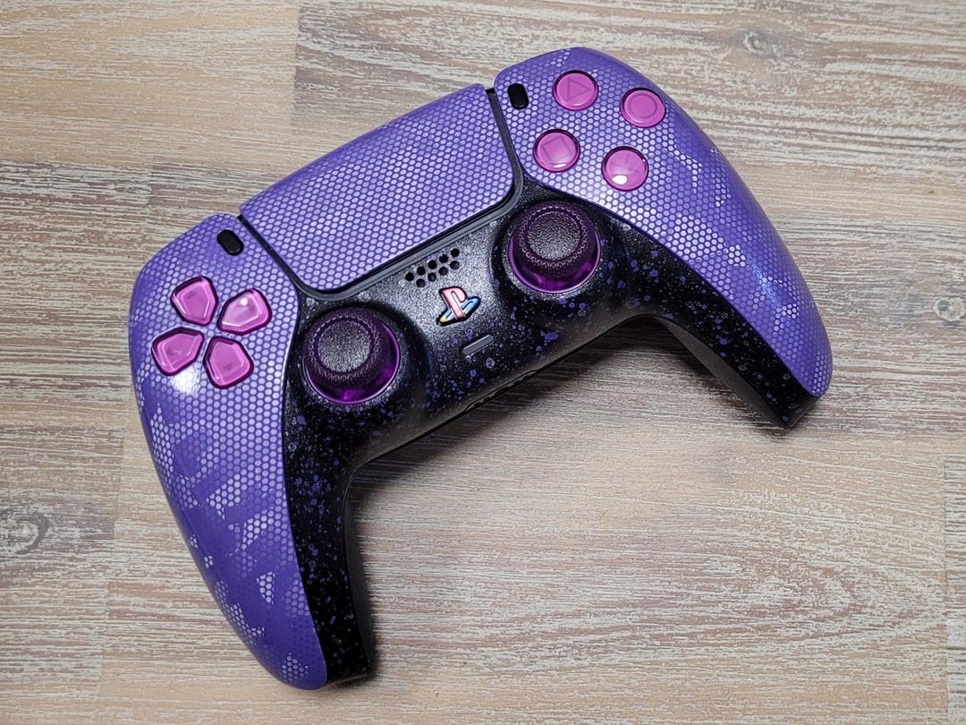 Playstation/ps5 Custom Controller Hydro Dip Purple & Pink W/multi Color ...
