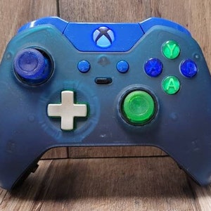 Xbox One Elite Wireless Controller Custom Ombre Blue & Green Blue Led ...