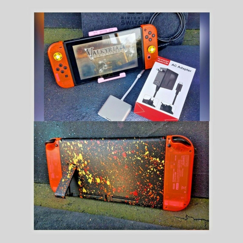 Nintendo Switch Custom Neon Orange With Yellow Caps on | Etsy