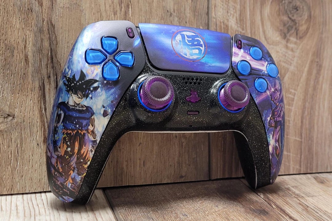 Wow Playstation/ps5 Custom Controller Dragon Ball Z Silver Sparkle With ...