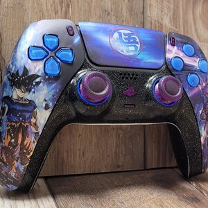 Wow Playstation/ps5 Custom Controller Dragon Ball Z Silver Sparkle With ...