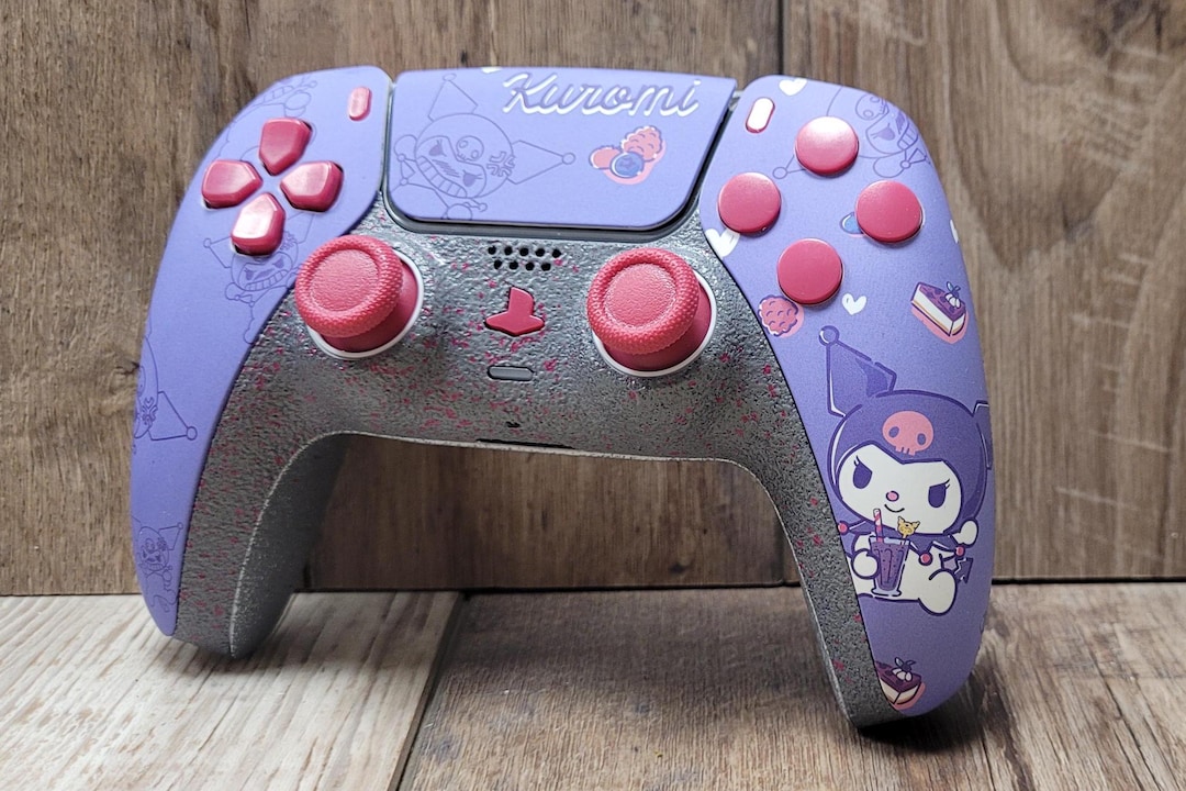 Wow Playstation/ps5 Custom Controller Kuromi With Pink/rose Thumb ...