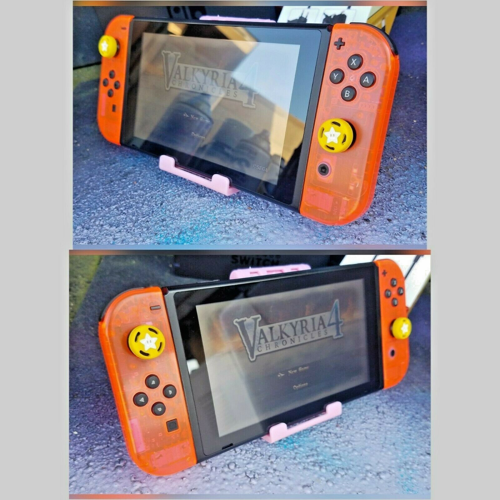 Nintendo Switch Custom Neon Orange With Yellow Caps on | Etsy