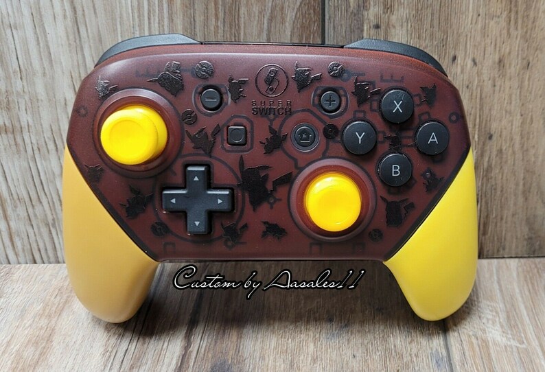 VERY UNIQUE Nintendo Switch Pro Custom Dark Red & Yellow - Etsy